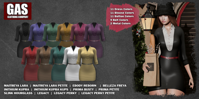 Second Life Marketplace - GAS [Dress Sylvie - 11 Colors w/HUD FATPACK]